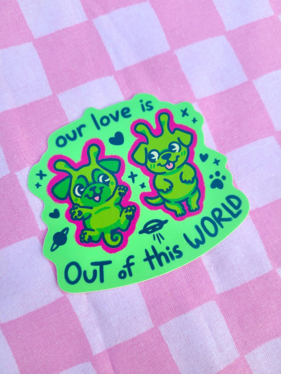 Alien Dogs in Love Sticker - Etsy