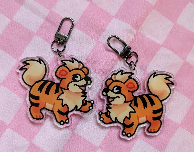 Pokemon Dogs Keychain Charm // Rockruff Yamper Growlithe Poochyena - Etsy