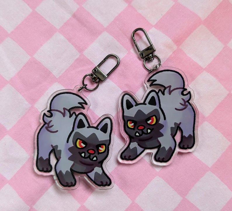 Pokemon Dogs Keychain Charm // Rockruff Yamper Growlithe Poochyena - Etsy