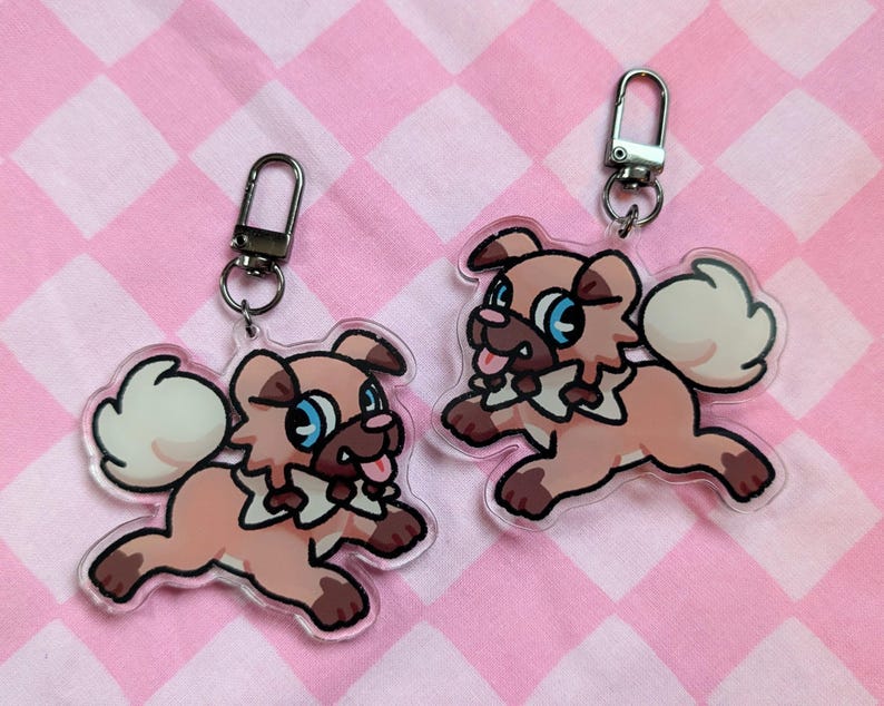 Pokemon Dogs Keychain Charm // Rockruff Yamper Growlithe Poochyena - Etsy