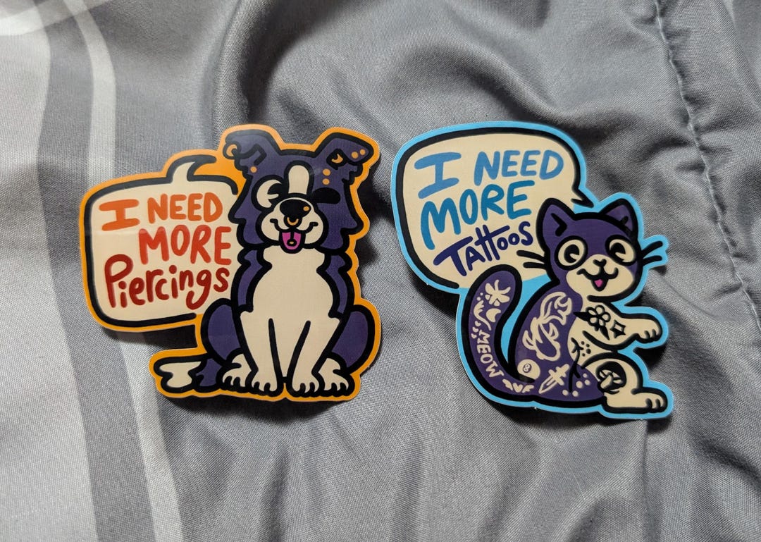 Tattoo / Piercing Addict Cat & Dog Waterproof Stickers - Etsy