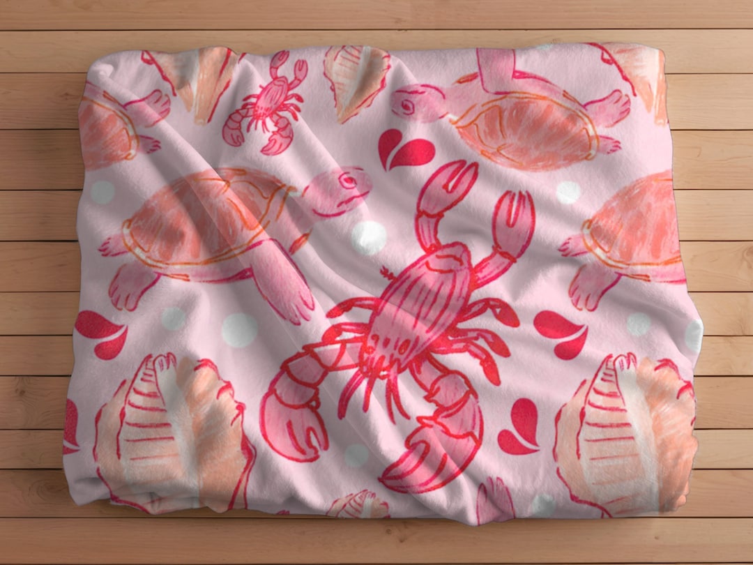 Preppy Pink Beach Minky Blanket, Coastal Any Season Throw Blanket, Gift ...