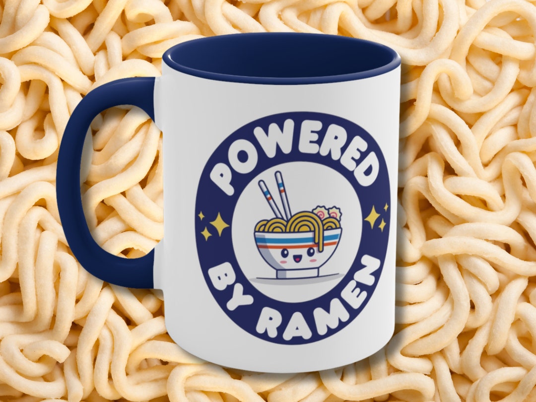 Powered by Ramen Cute Kawaii Coffee Mug, Noodles Lover Gift, Kawaii ...