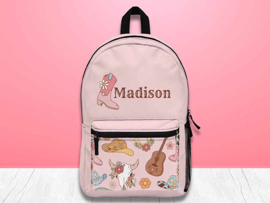 Personalized Girly Cowgirl Backpack, Cowgirl Boots Cowboy Hat Bookbag ...