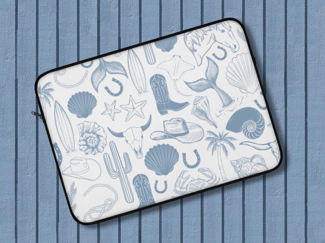 Coastal Cowgirl Laptop Sleeve Case, Women's Beachy Seashell Computer ...