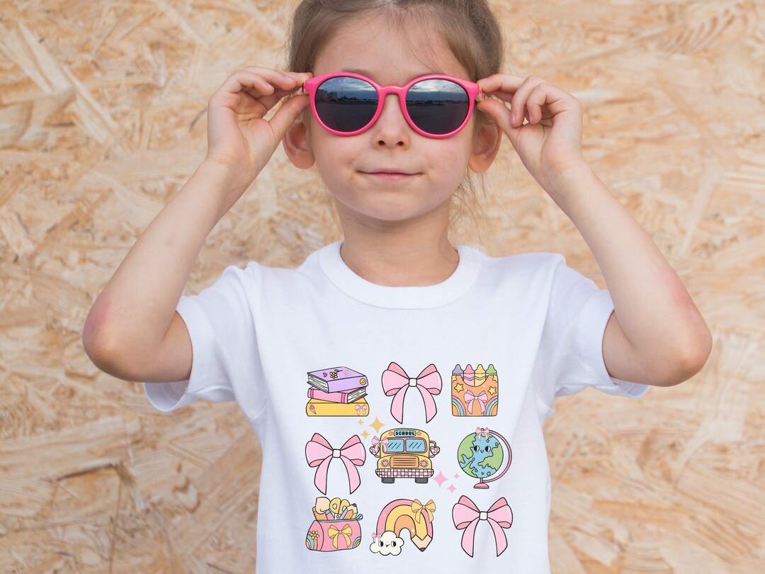 Coquette Back to School Youth Graphic Tee, Cute Girly Bows T-shirt ...
