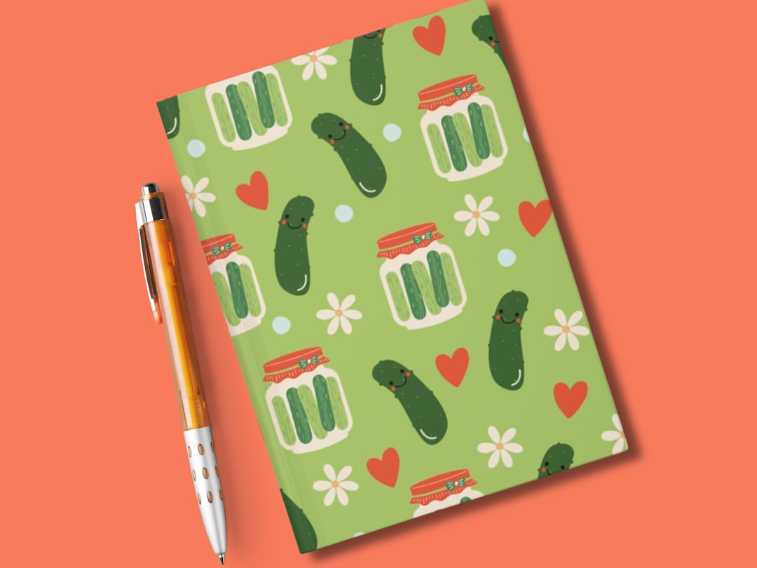 Kawaii Pickles Hardcover Journal, Notes Diary Notebook, Gift for Pickle ...