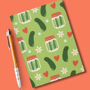 Kawaii Pickles Hardcover Journal, Notes Diary Notebook, Gift for Pickle ...