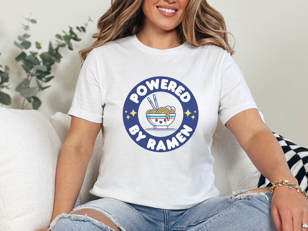 Powered by Ramen Cute Kawaii Unisex T-shirt, Graphic Tee Shirt, Noodles ...