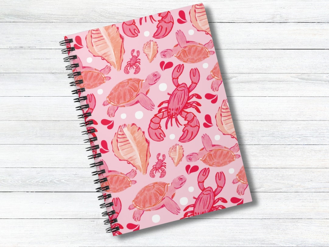 Preppy Pink Beach Spiral Notebook, Ruled Line Journal, Back to School ...