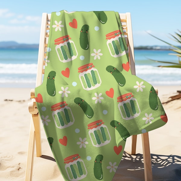 Cute Pickle Beach Towel - Etsy