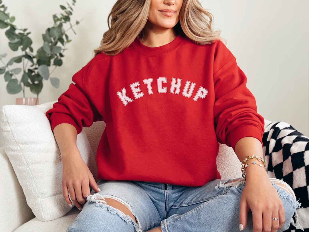 Ketchup Collegiate Crewneck Sweatshirt, Funny Ketchup Lover Shirt, Unisex Sweater, Foodie ...