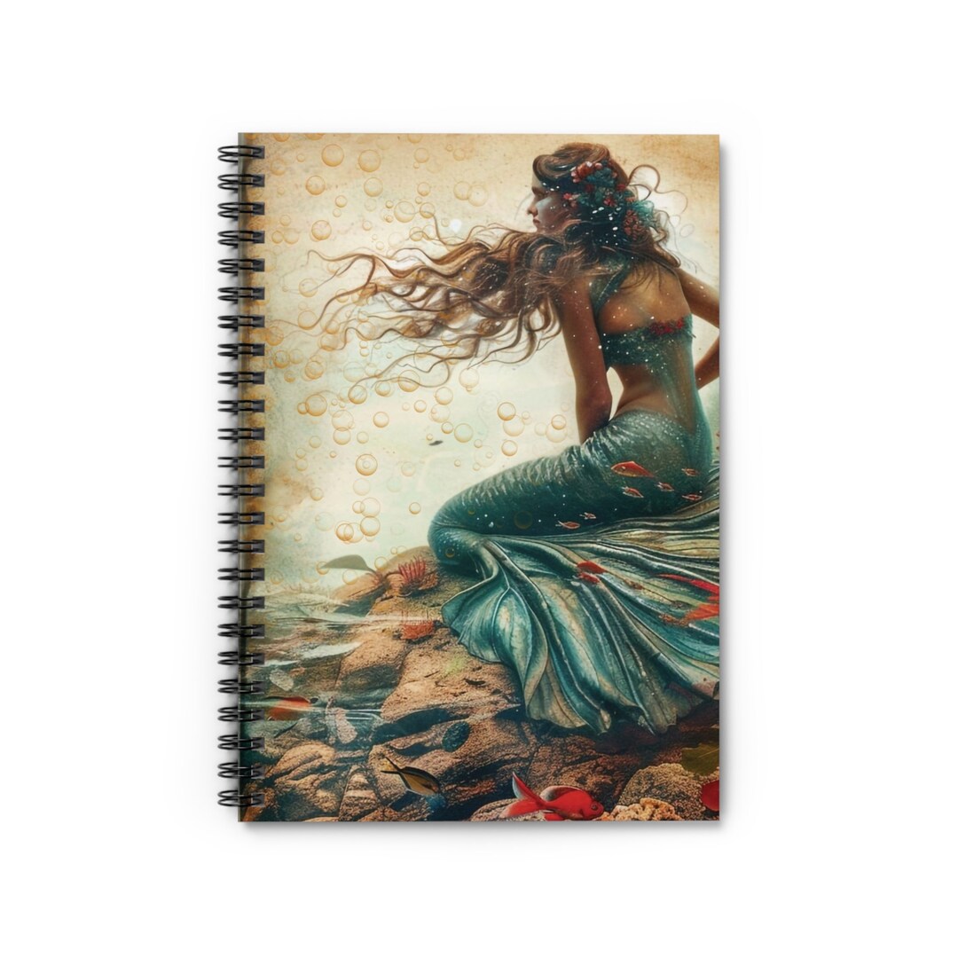 Fantasy Mermaid Art Spiral Notebook, Ruled Line Journal, Beachy Diary ...