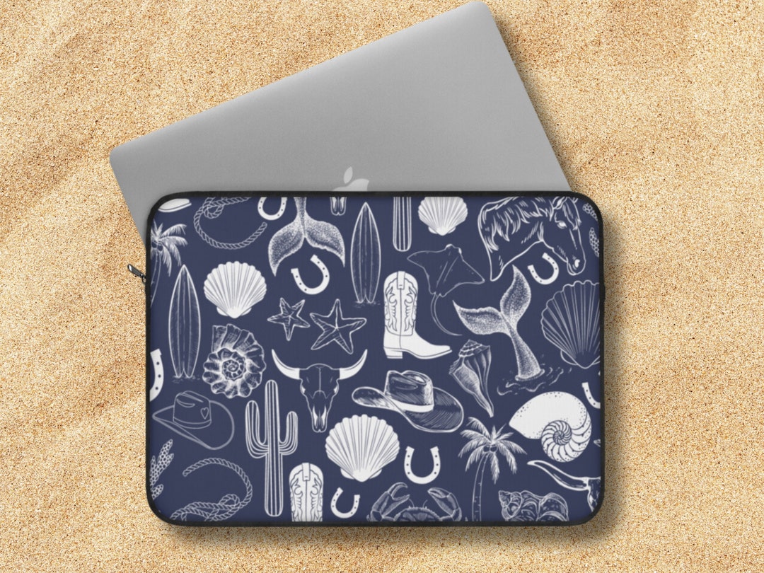 Coastal Cowgirl Laptop Sleeve Case, Women's Beachy Seashell Computer ...