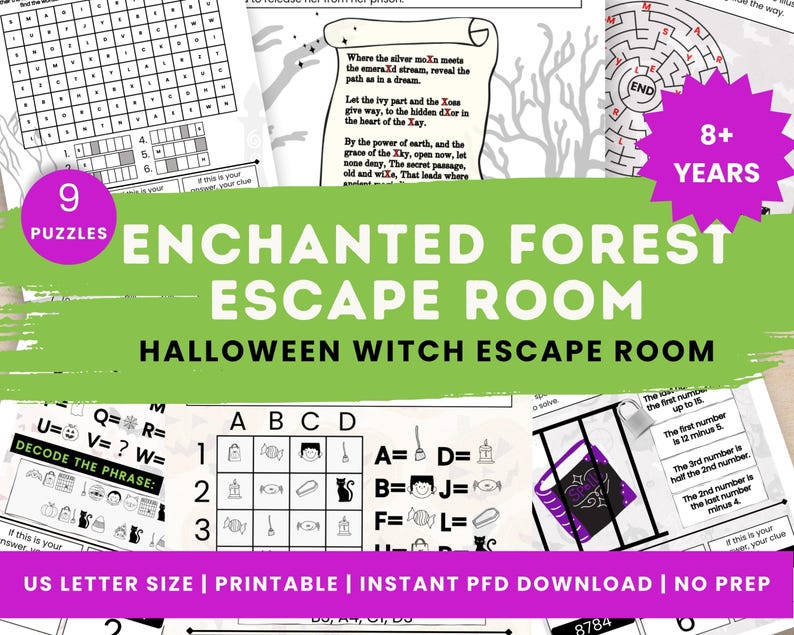 Halloween Escape Room for Kids, Escape Room Printable Kit, DIY Mystery ...