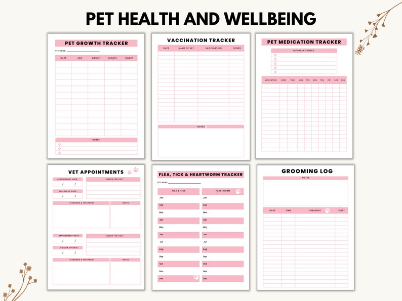 Pet Planner Printable, Dog Planner, Digital Pet Care Printable, Pet ...