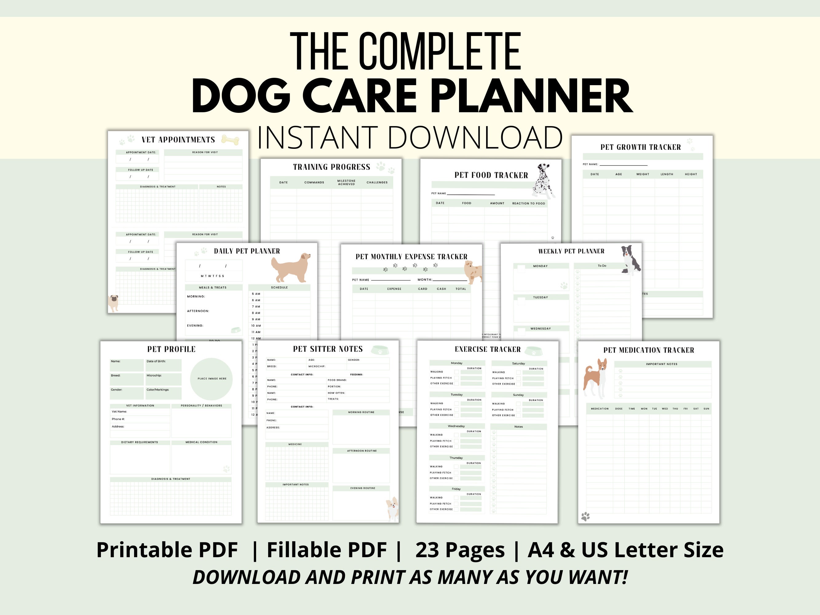 Printable Dog Care Planner, Dog Planner, Digital Pet Planner, Pet ...