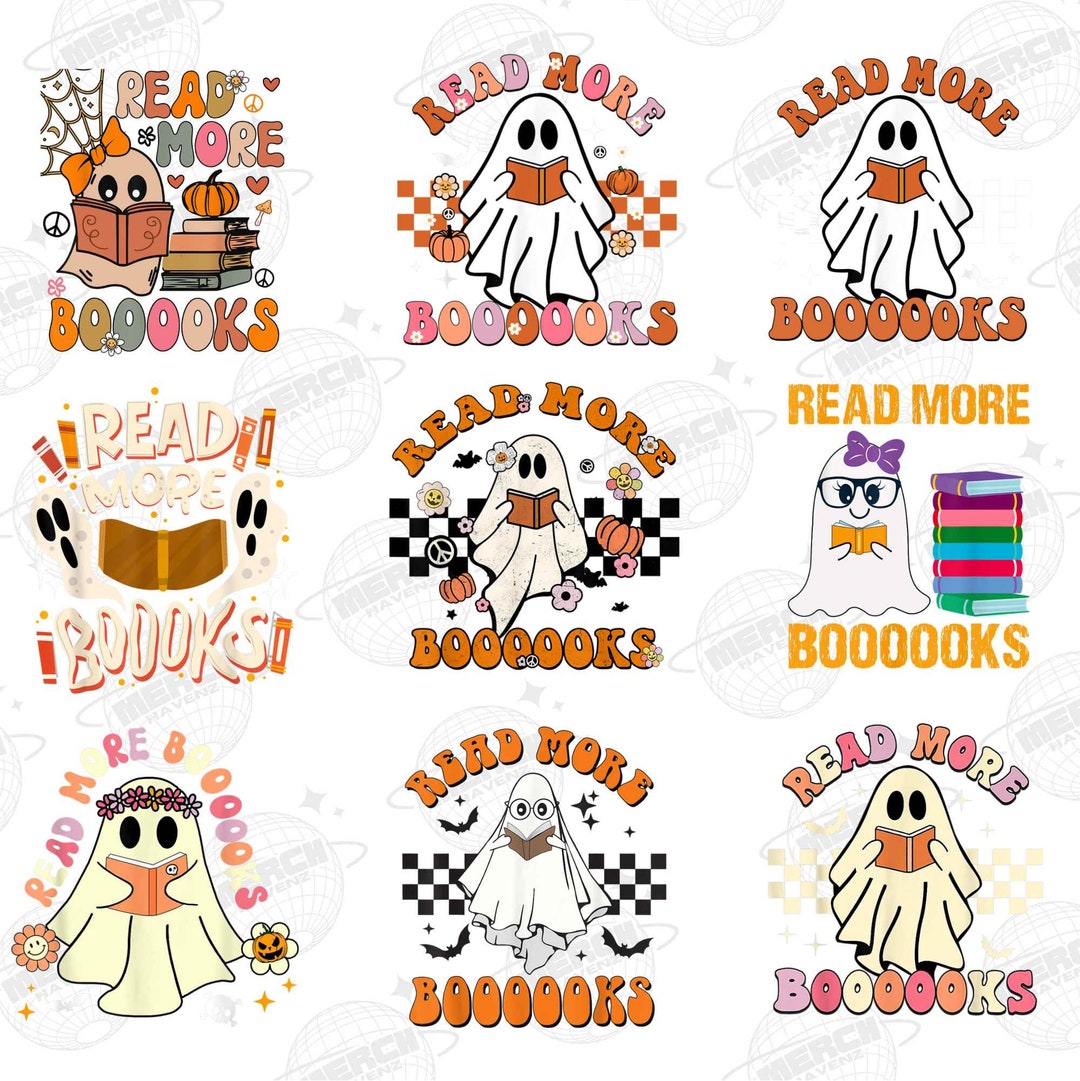 Ghost Reading Book PNG Bundle, Ghost Books Png, Books Halloween Png ...