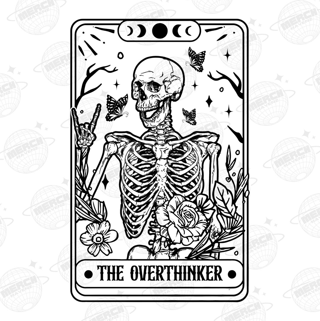 The Overthinker Tarot Png, Overthinker Png, Skeleton Png, Skull Tarot ...