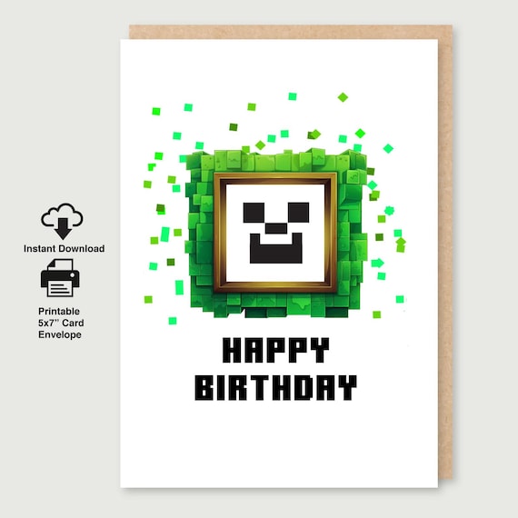 Minecraft Creeper Printable Birthday Card MineCraft Party Planning And