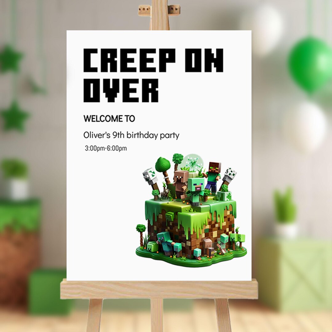 Printable Minecraft Birthday Party Welcome Sign. Editable 18inx24in ...