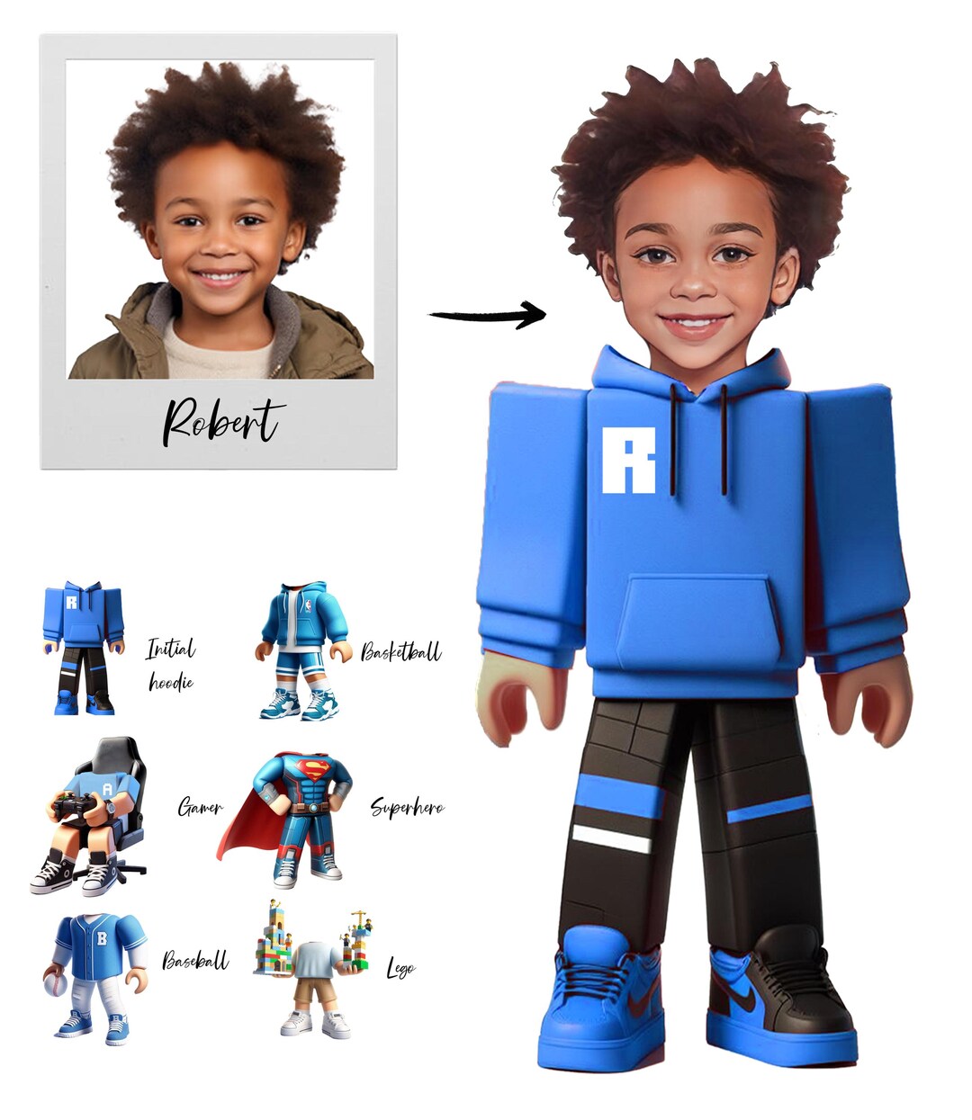 Semi-customized Portrait Cake Topper: Transform Your Photo Into Roblox ...