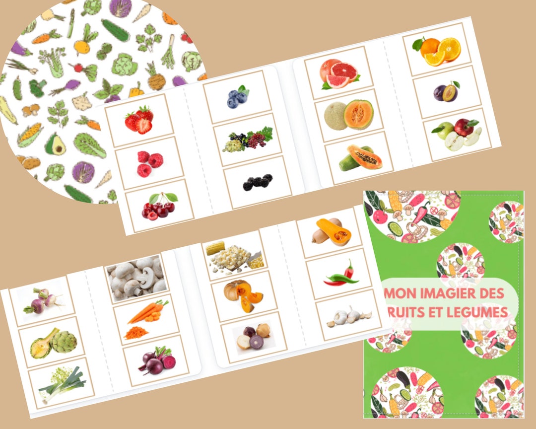 Imagier Montessori Fruits & Légumes - Livre A5 A7, Jeu Mémo ...