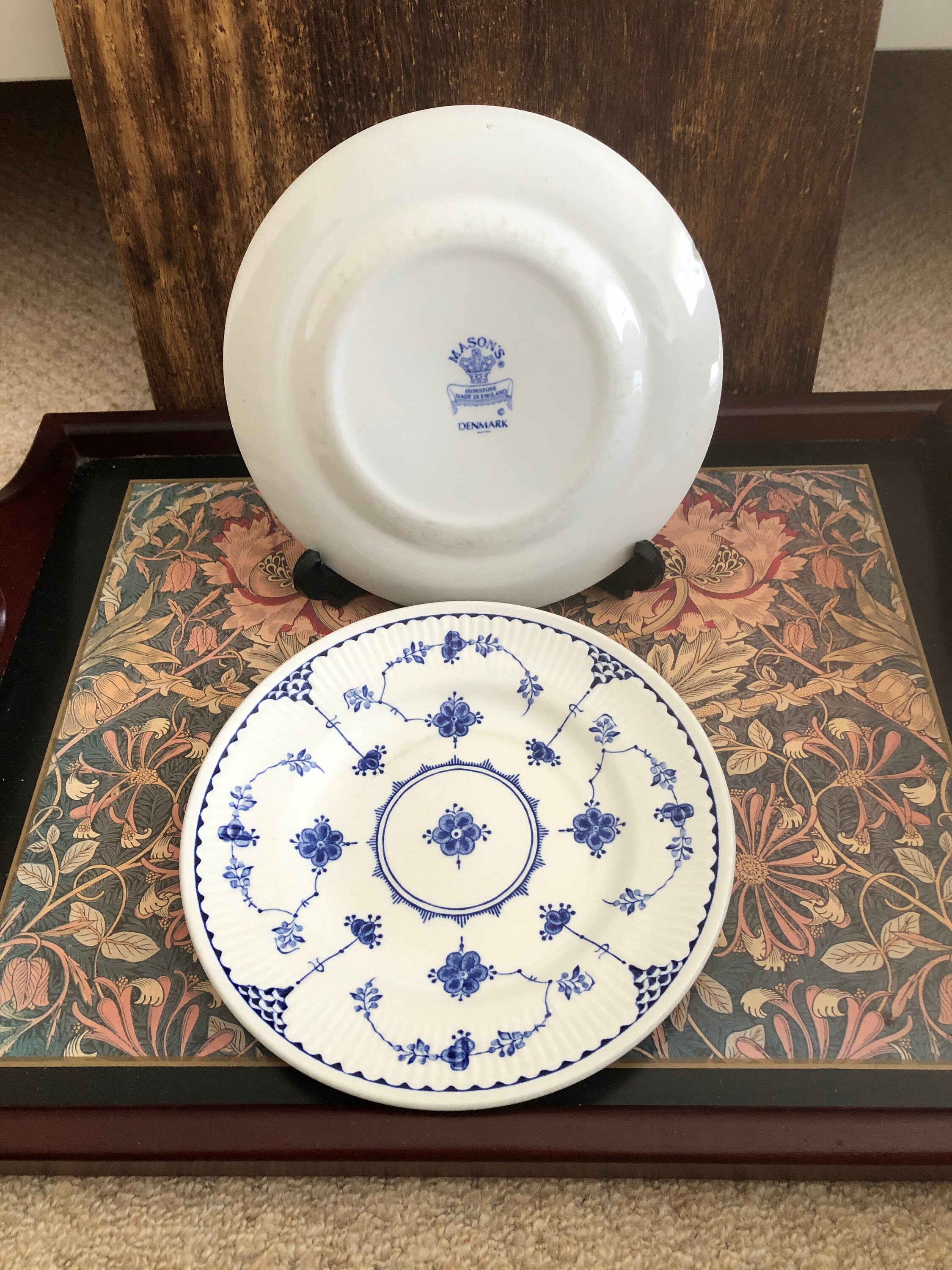 Masons Denmark Pattern Blue White 2 Side Tea Plates 17cm Diameter ...