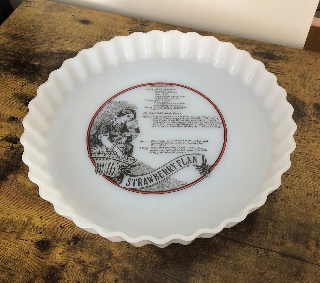 Vintage Arcopal France Milk Glass Flan Dish: Strawberry Recipe, 27cm - Etsy