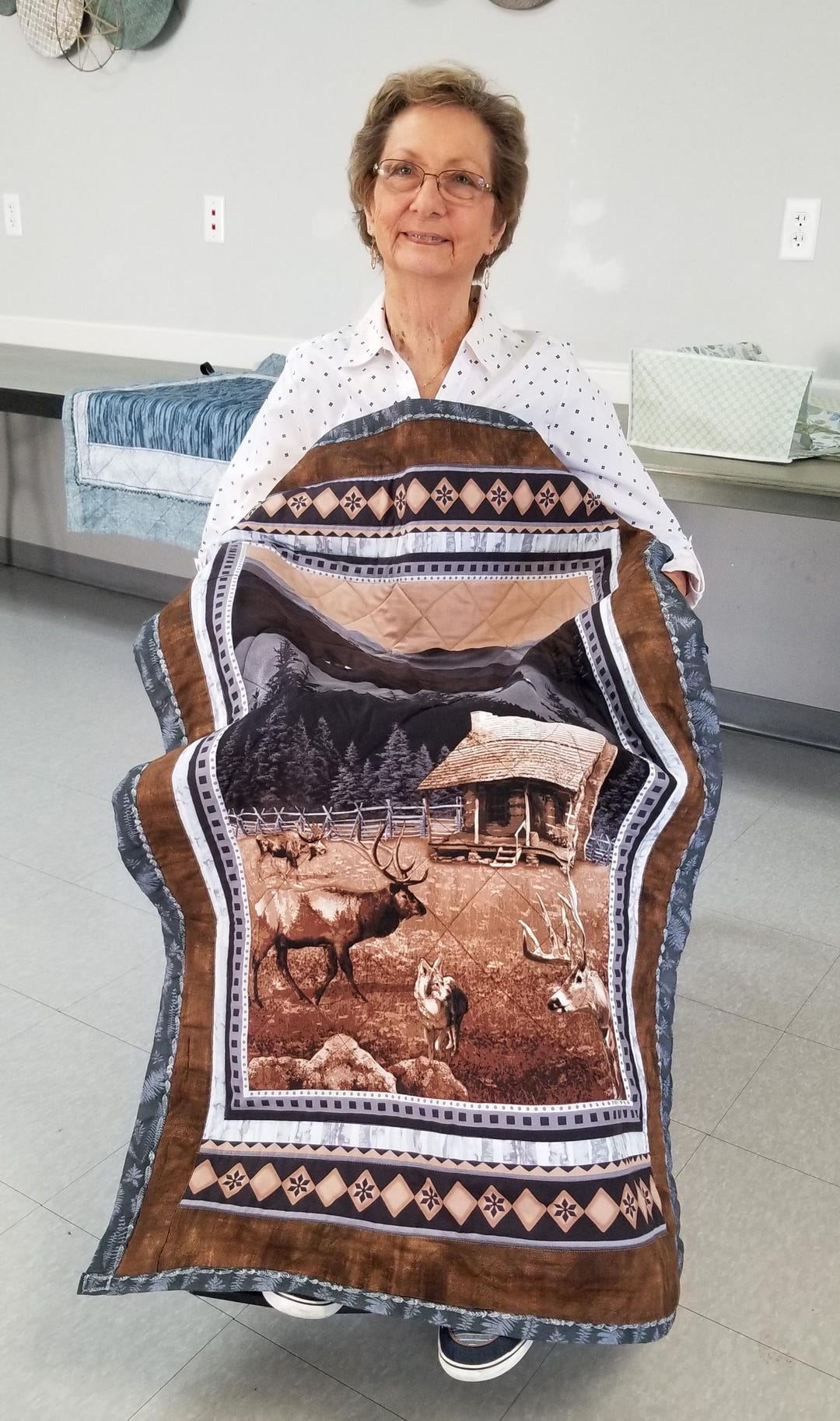 Wheel Chair Quilt-blanket. Forest Cabin-velcro Fasteners-47"x28 ...
