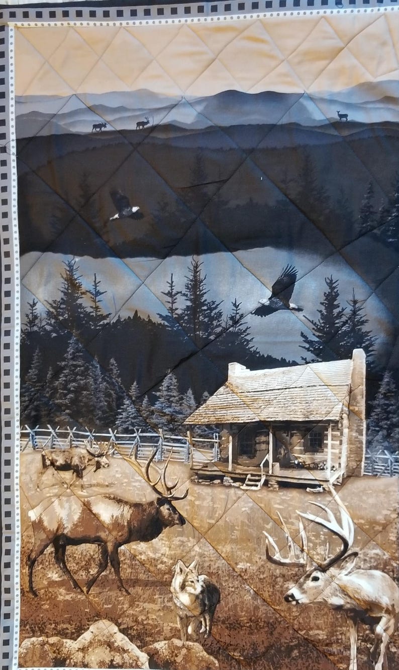 Wheel Chair Quilt-blanket. Forest Cabin-velcro Fasteners-47"x28 ...