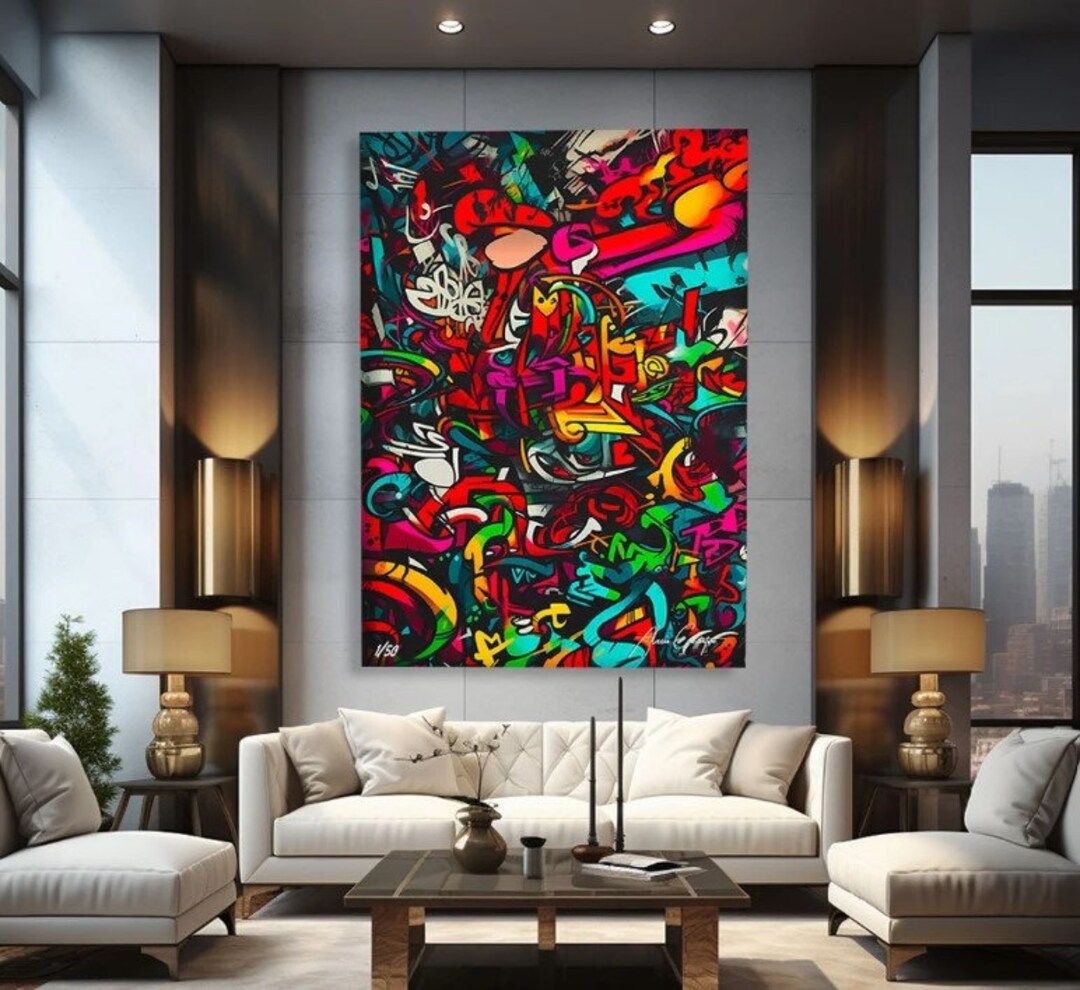 Painting Graffiti Art Canvas Original, Urban Art Print Framed, Graffiti ...