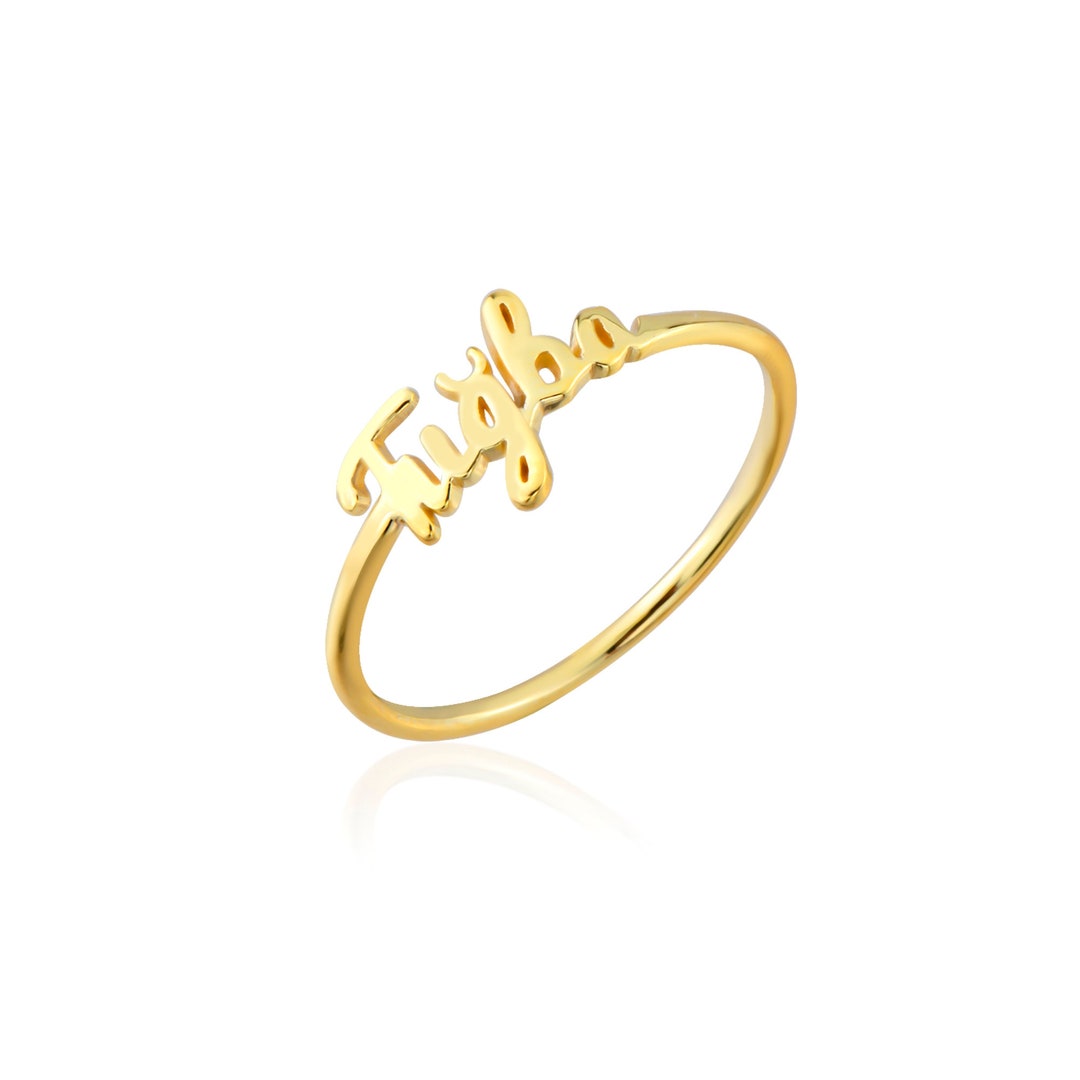 Custom Tiny Name Band Ring Personalized Stackable Rings - Etsy