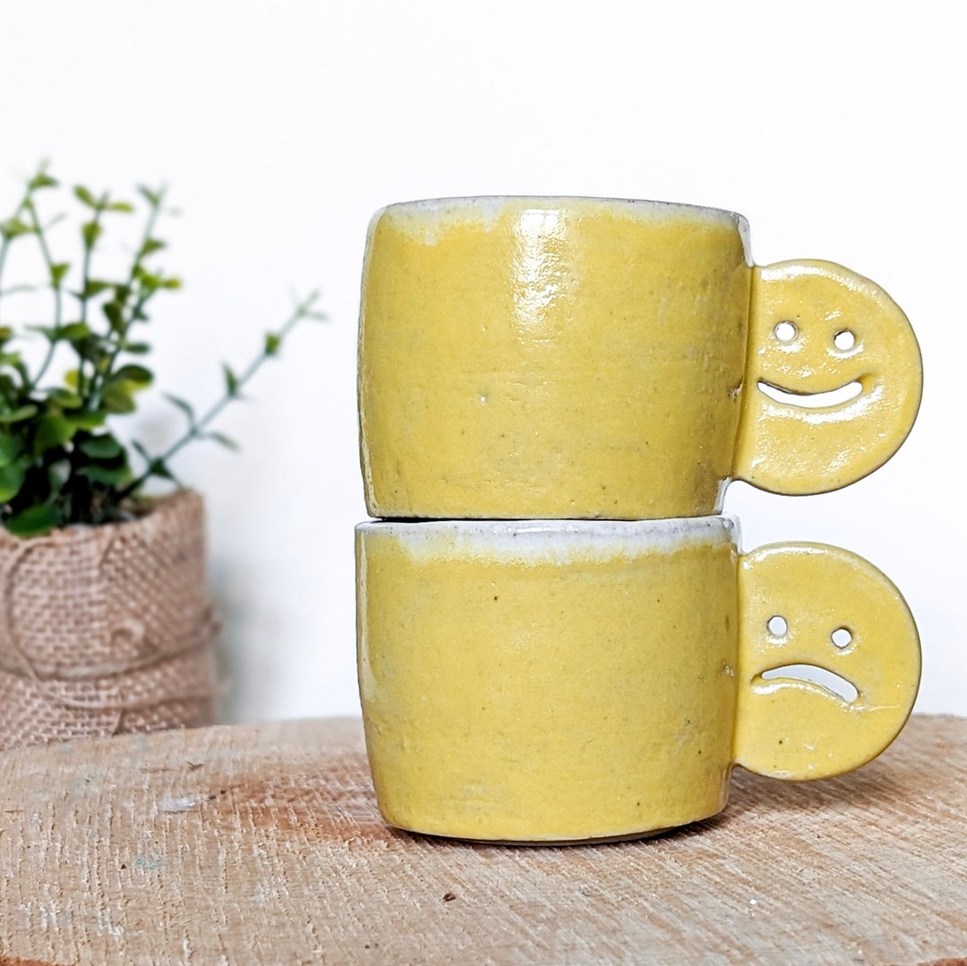 Espresso Cup Smiley Yellow 80 Ml, 2 Cups Smiling & Sulking, Coffee Cup ...