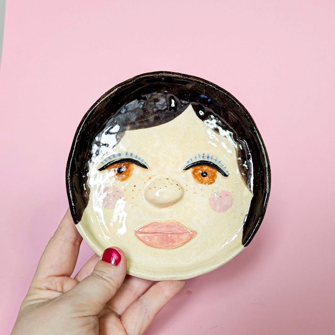 Ceramic Jewelry Plate With Face, Jewelry Bowl, Ring Bowl, Ring Bowl ...