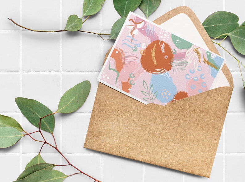 4 Printable Digital Cards Flat Note Cards, Postcard Size Birthday ...