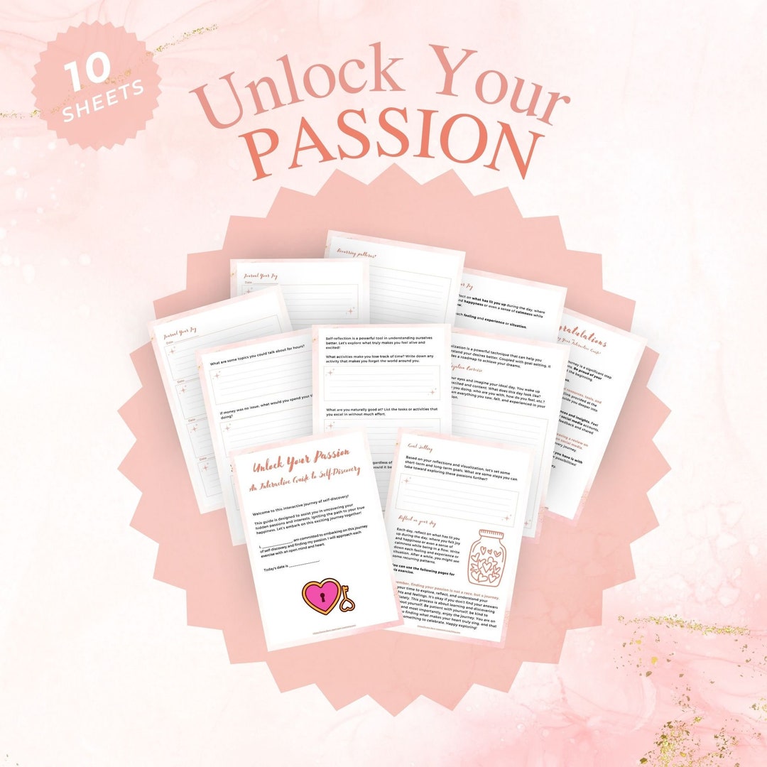 Unlock Your Passion Interactive Guide to Self-discovery Rose DIN A4 PDF Printable Workbook ...