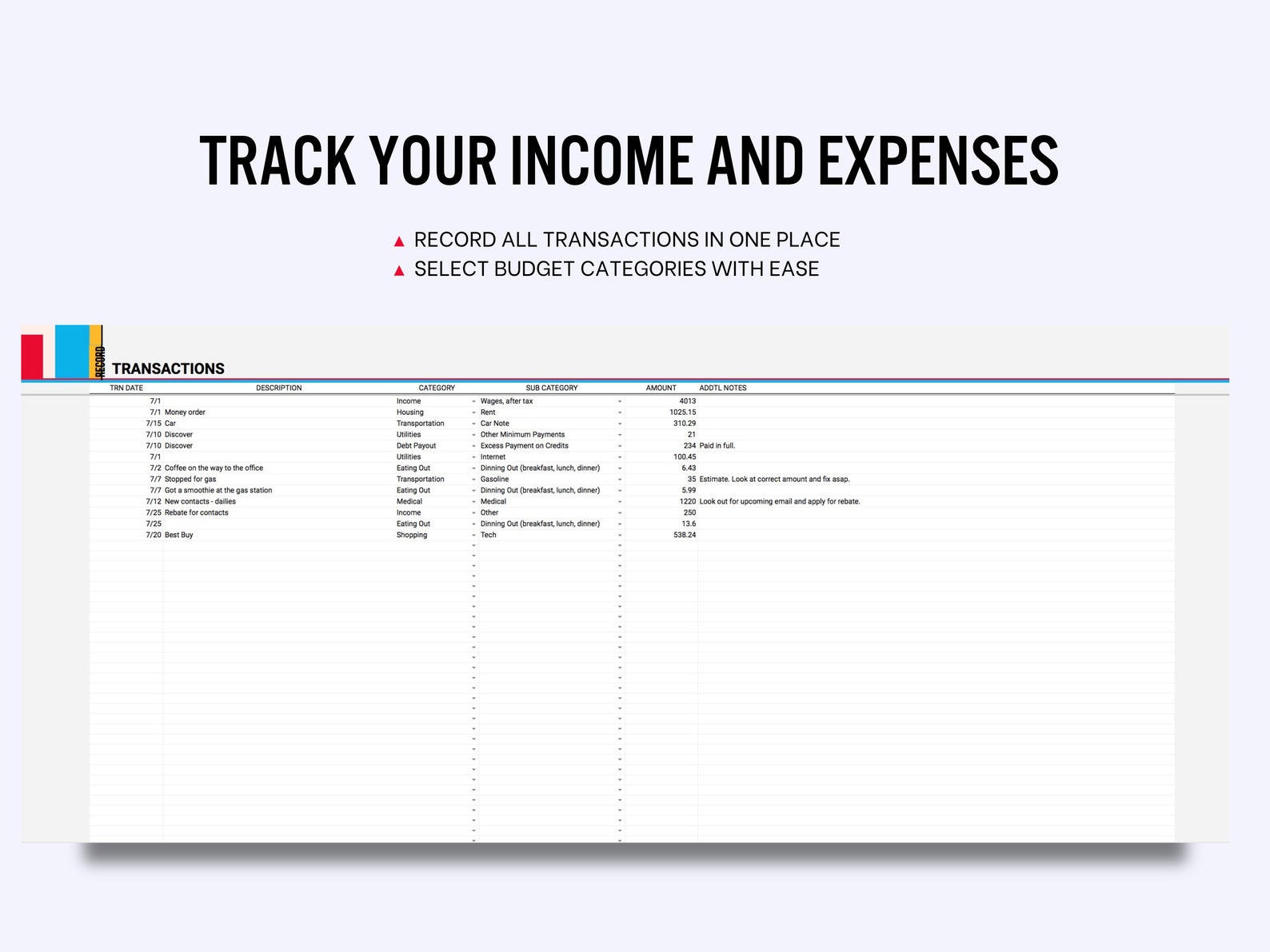 503020 Budget Spreadsheet for Google Sheets 50/30/20 Monthly Budget ...