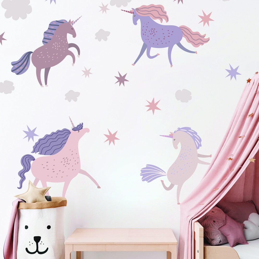 Unicorn Wall Decal, Unicorn Wall Sticker, Nursery Wall Sticker, Unicorn ...