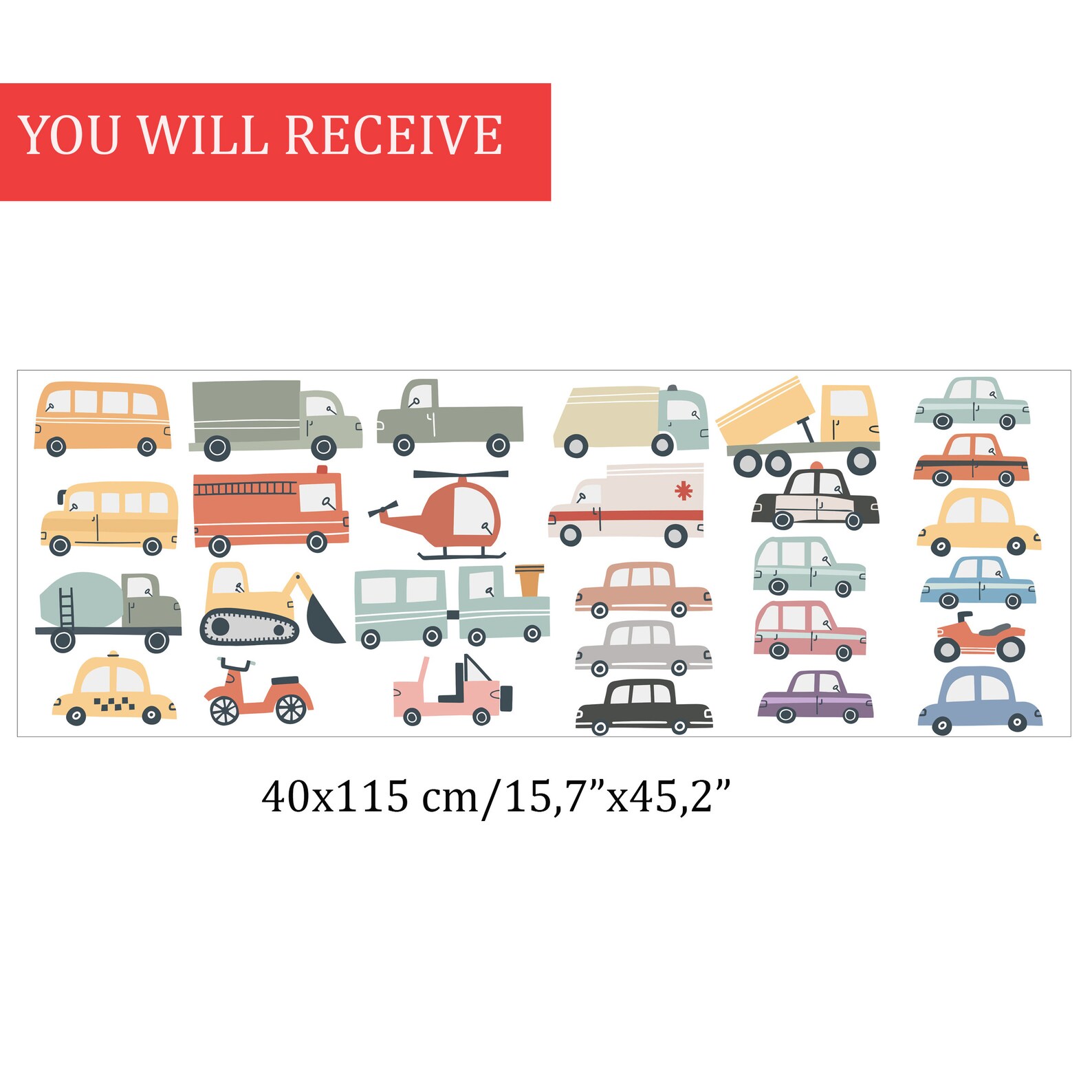 Kids Transport Wall Decal, Vehicle Wall Sticker, Transportation Wall ...