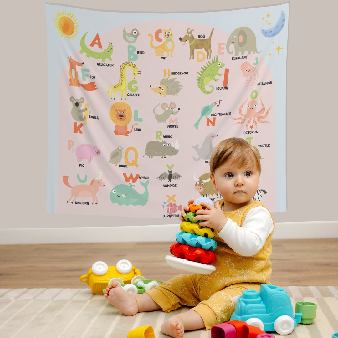 Animal Alphabet Tapestry, Alphabet Tapestry, Educational Tapestry ...