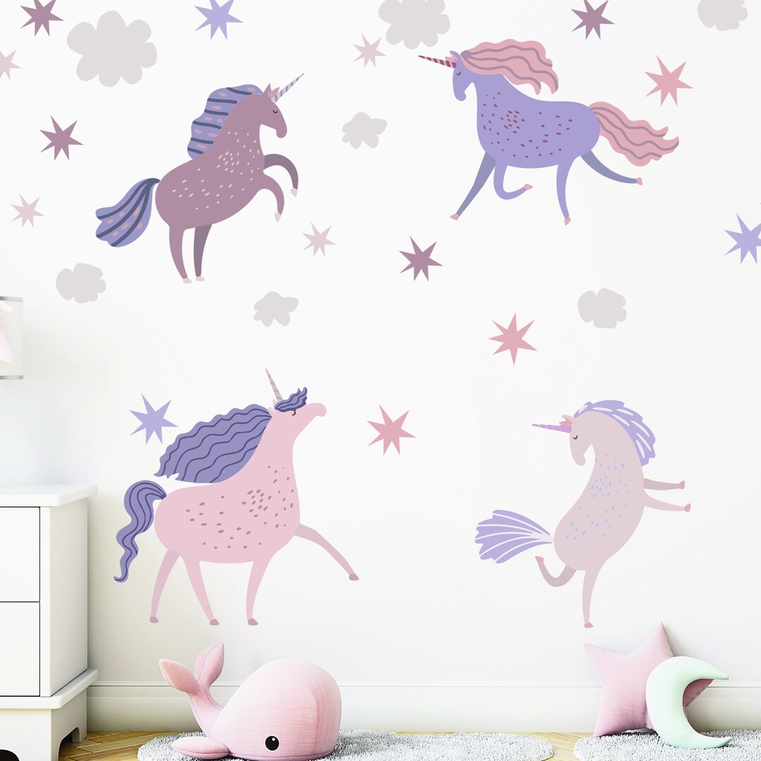 Unicorn Wall Decal Unicorn Wall Sticker Nursery Wall - Etsy