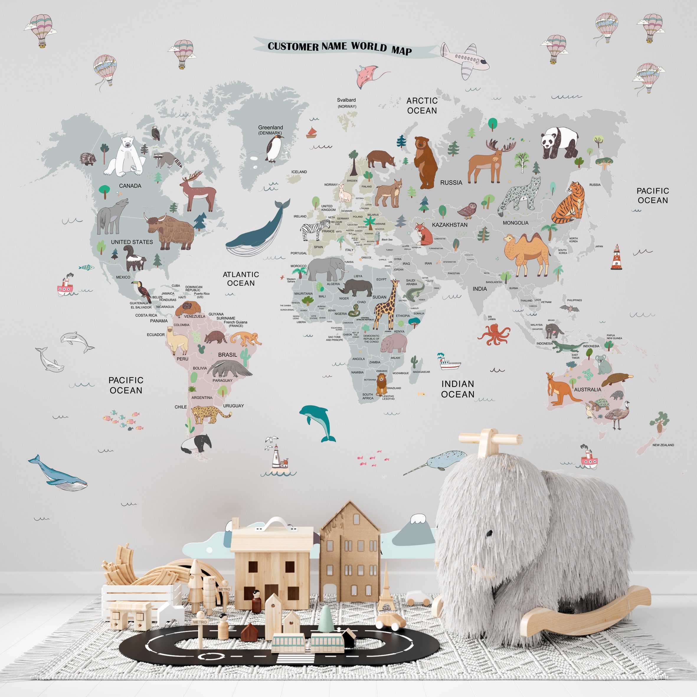 World Map With Country Names For Kids