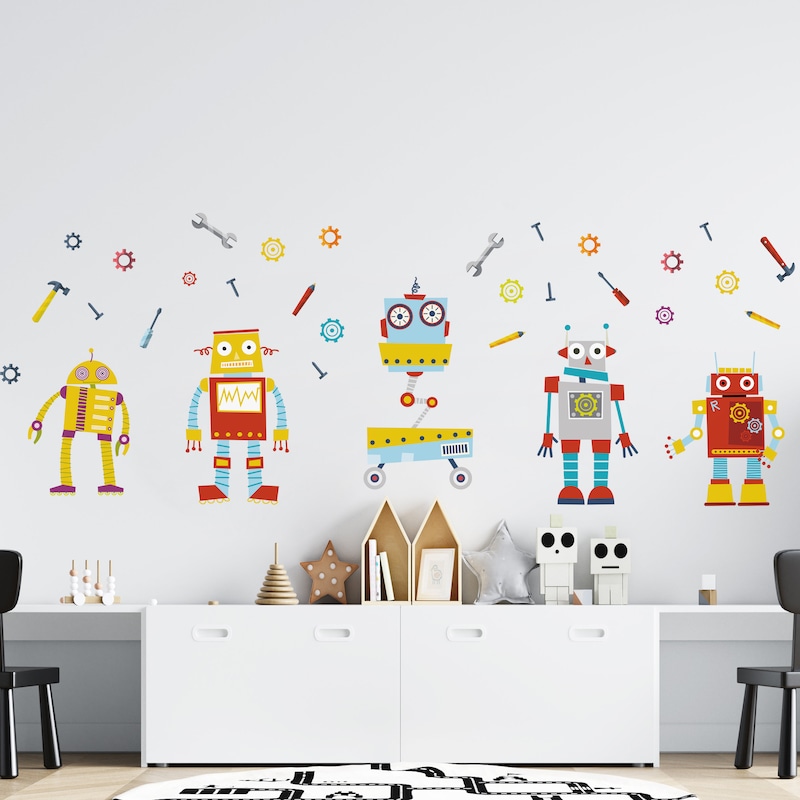 Robot Wall Decal - Etsy