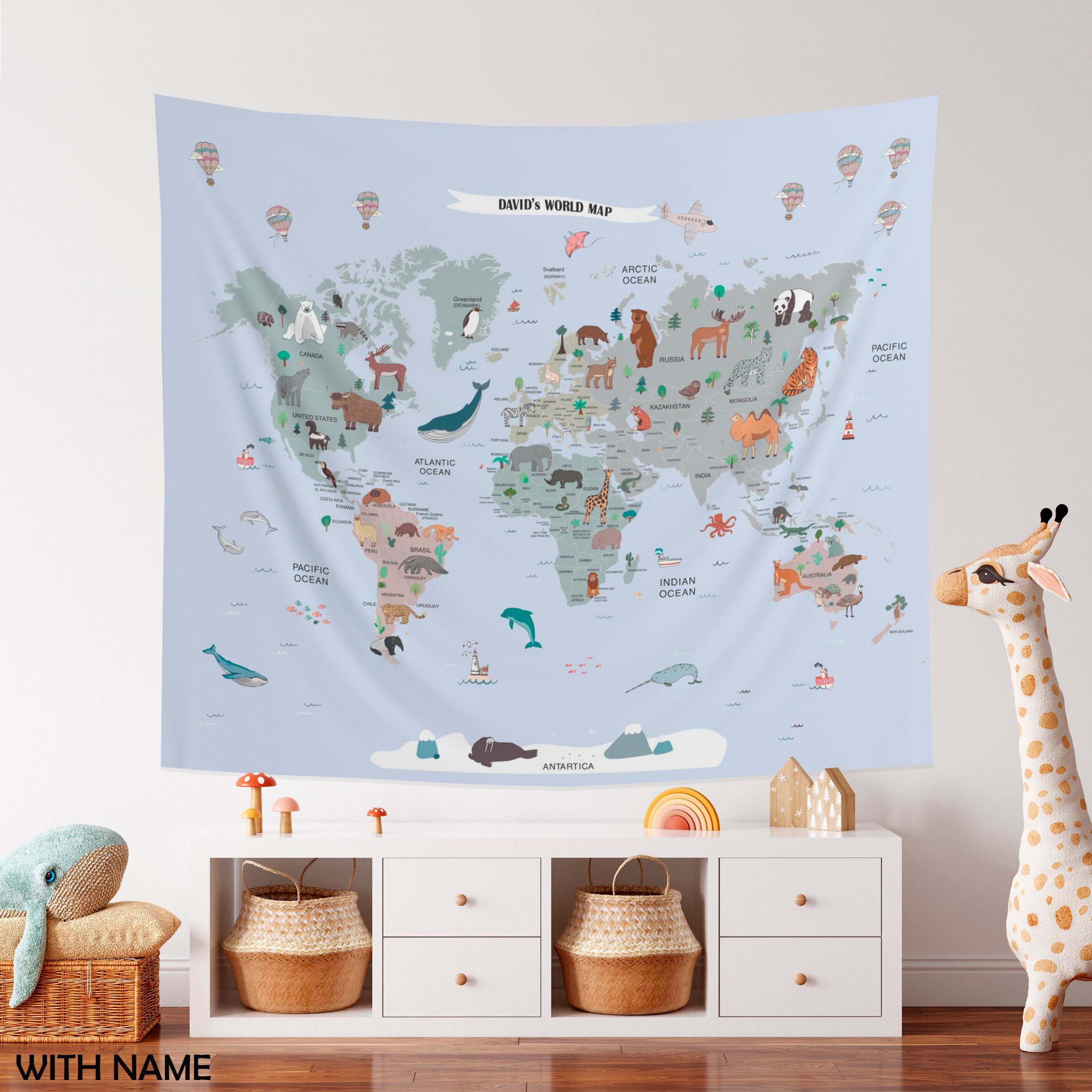 Country Names Colorful World Map Tapestry World Map Tapestry - Etsy