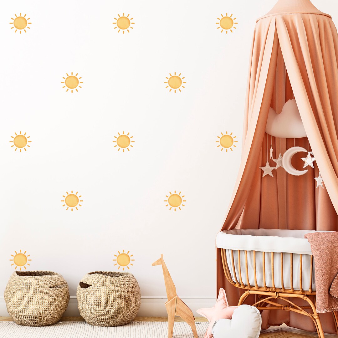 Sun Wall Decals, Sunshine Wall Decal, Boho Nursery, Sun Wall Stickers ...