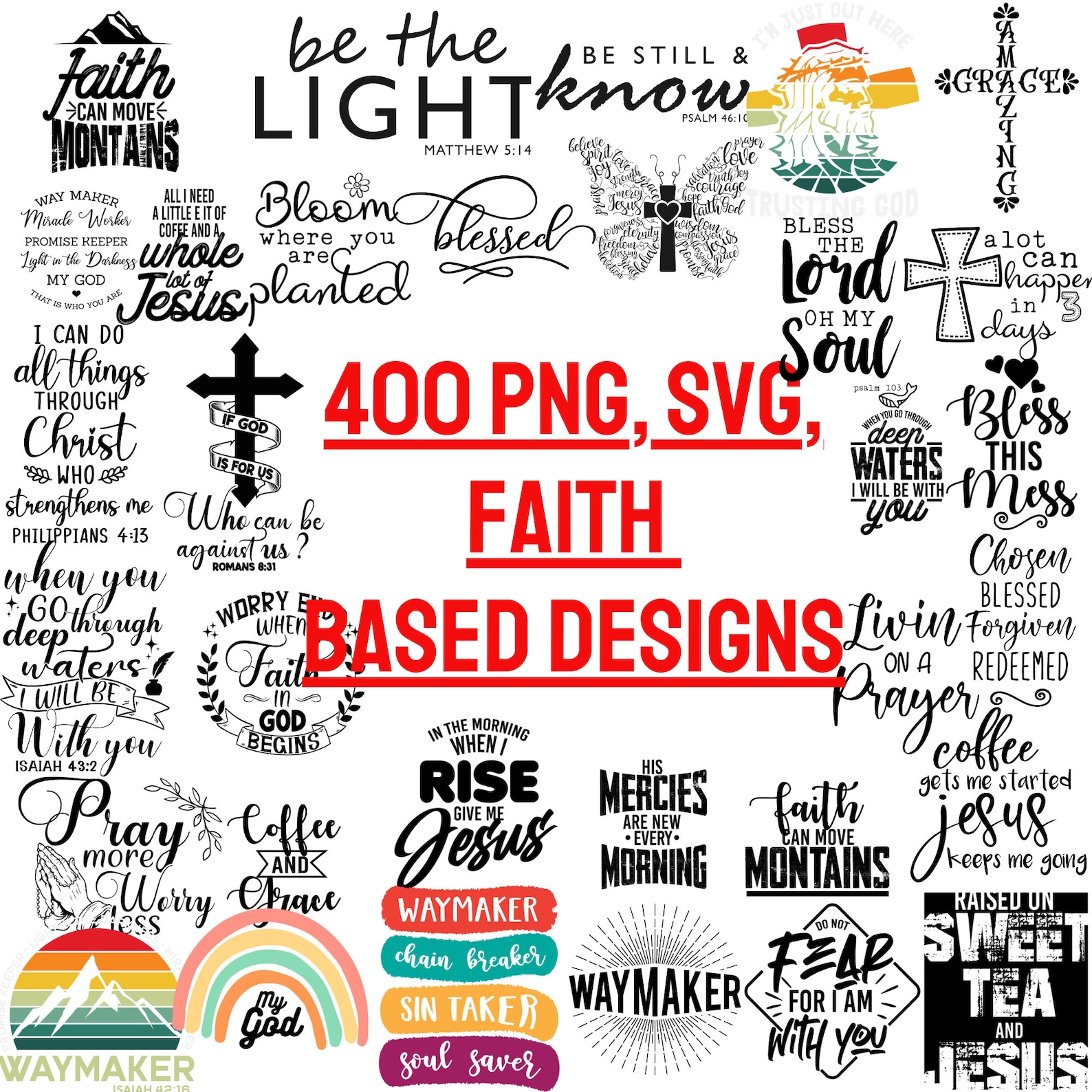 400 Christian Designs Bundle: Scripture SVG, PNG, JPG - Etsy
