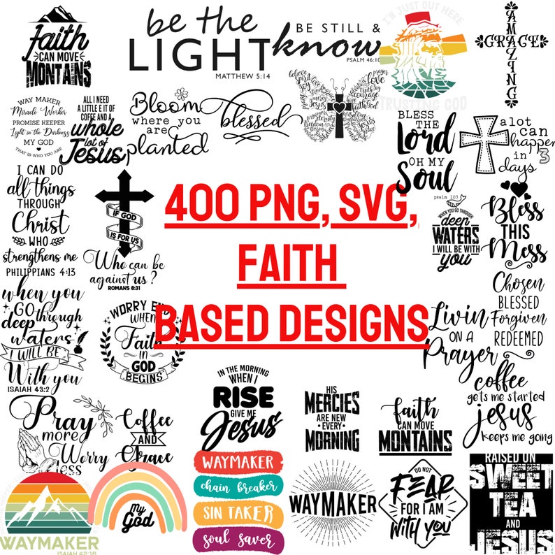 400 Christian Designs Bundle: Scripture SVG, PNG, JPG - Etsy