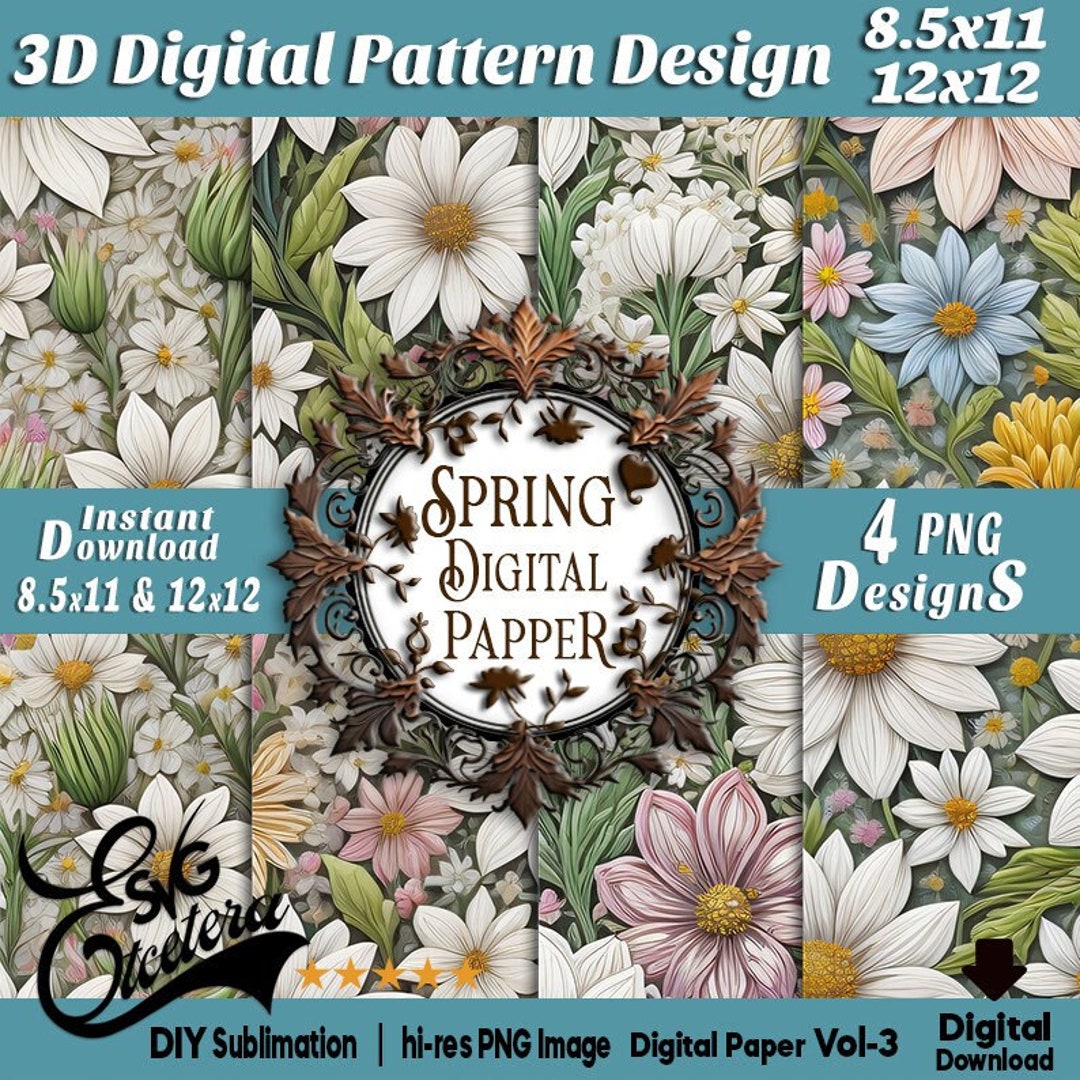 Spring Floral Digital Papers, Flower Wallpaper, Junk Journal ...