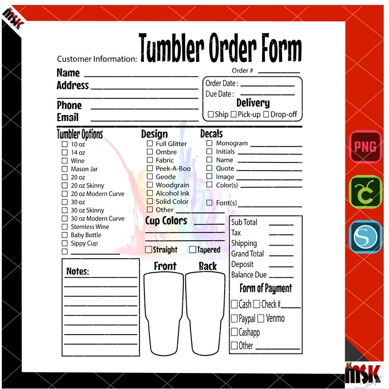 Tumbler Order Form - Etsy